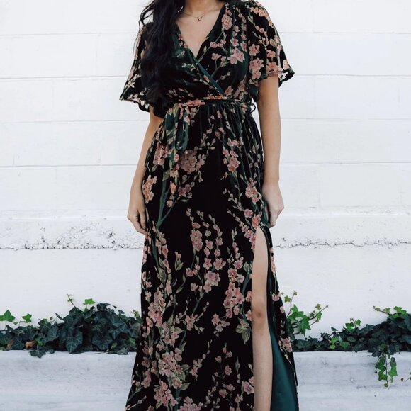Baltic Born | Dresses | Baltic Born Uma Velvet Maxi Dress In Green ...